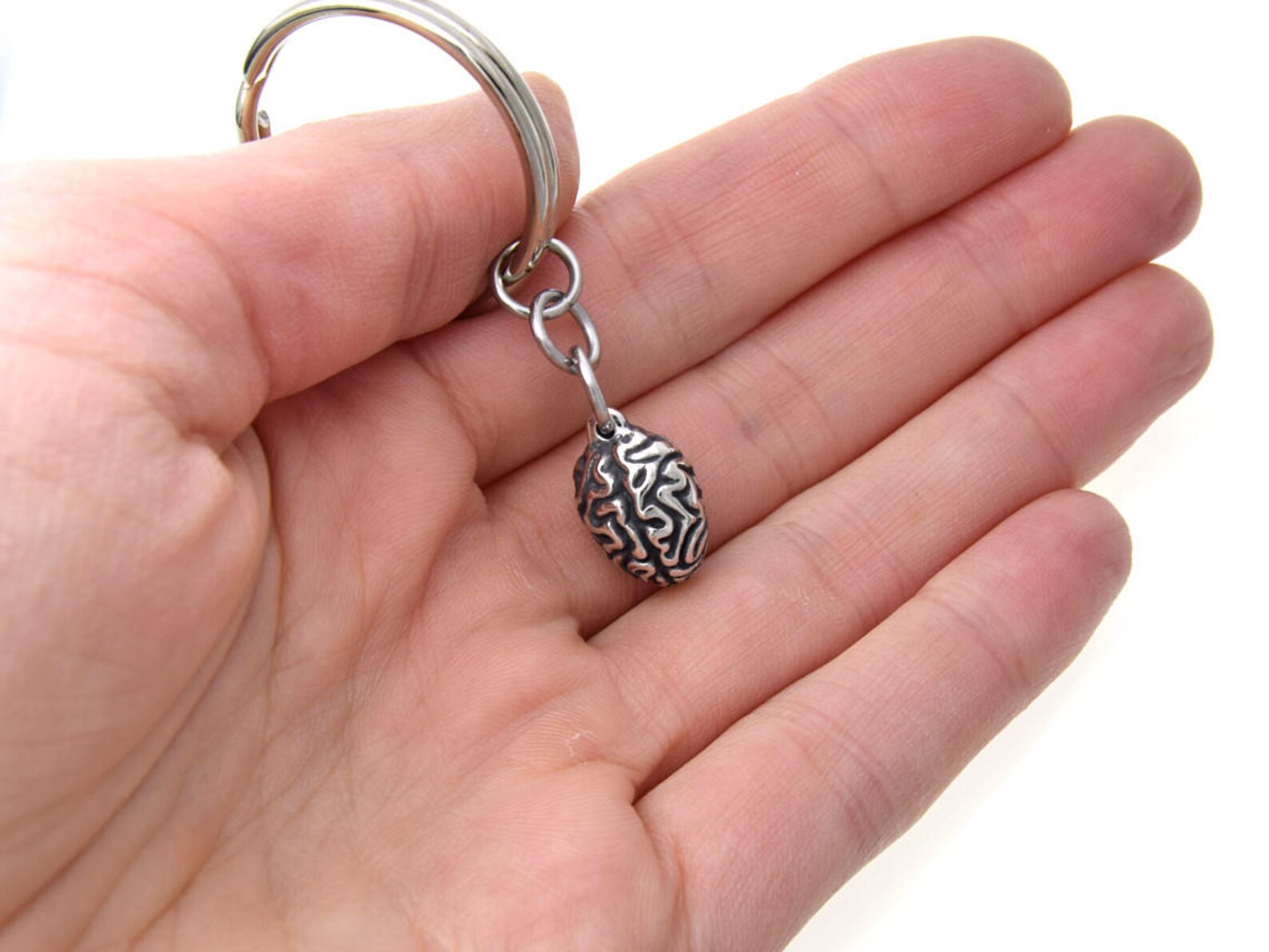 Small Human Brain Keychain Anatomical Keyring in Pewter - Etsy