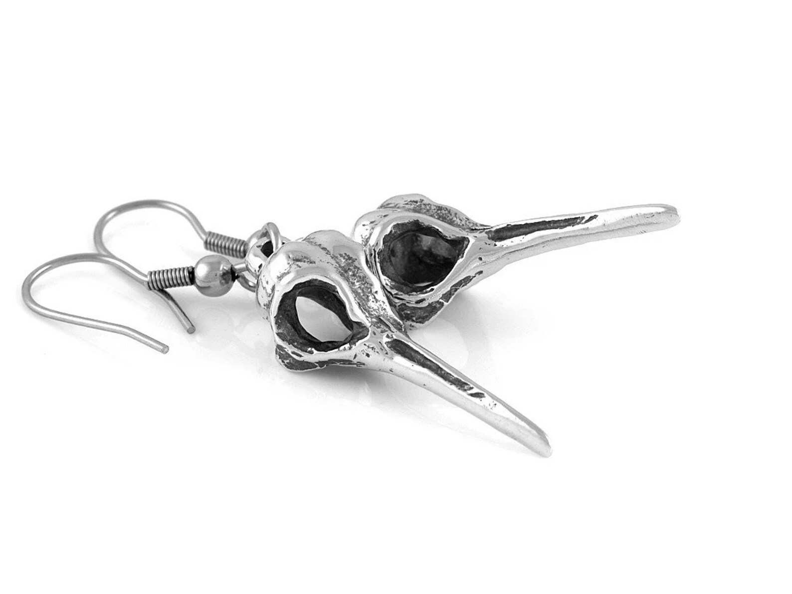 Small Hummingbird Skull Earrings, Hand Carved Bird Jewelry - Etsy
