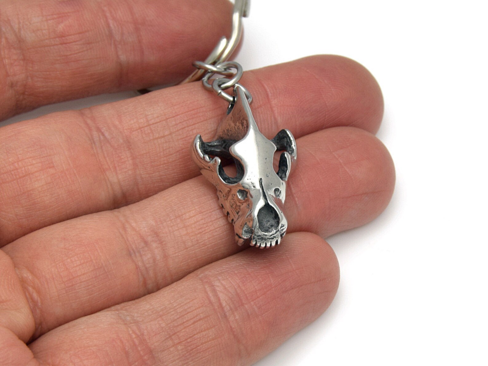 Hyena Skull Keychain in Pewter Handmade Animal Cranium Key | Etsy