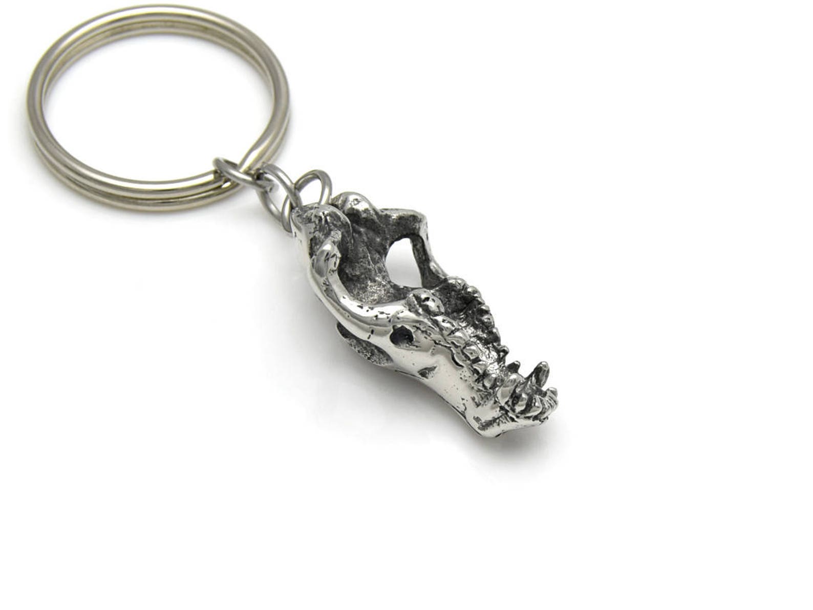 Fox Skull Keychain Animal Key Holder Handmade in Pewter - Etsy