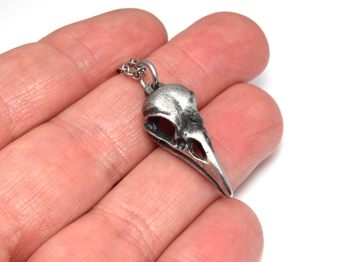 Antiqued Small Bird Skull Necklace Handmade Bird Pendant | Etsy