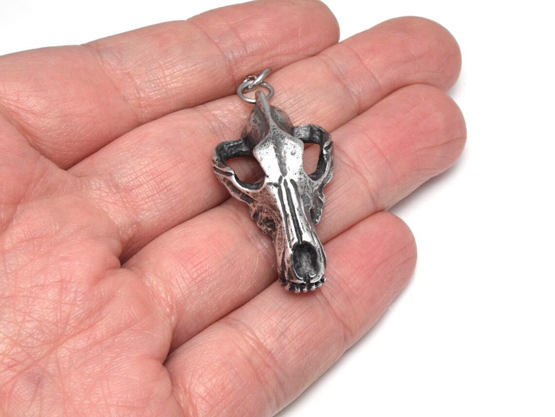 Antiqued Wolf Skull Pendant Necklace Werewolf Jewelry Spirit - Etsy