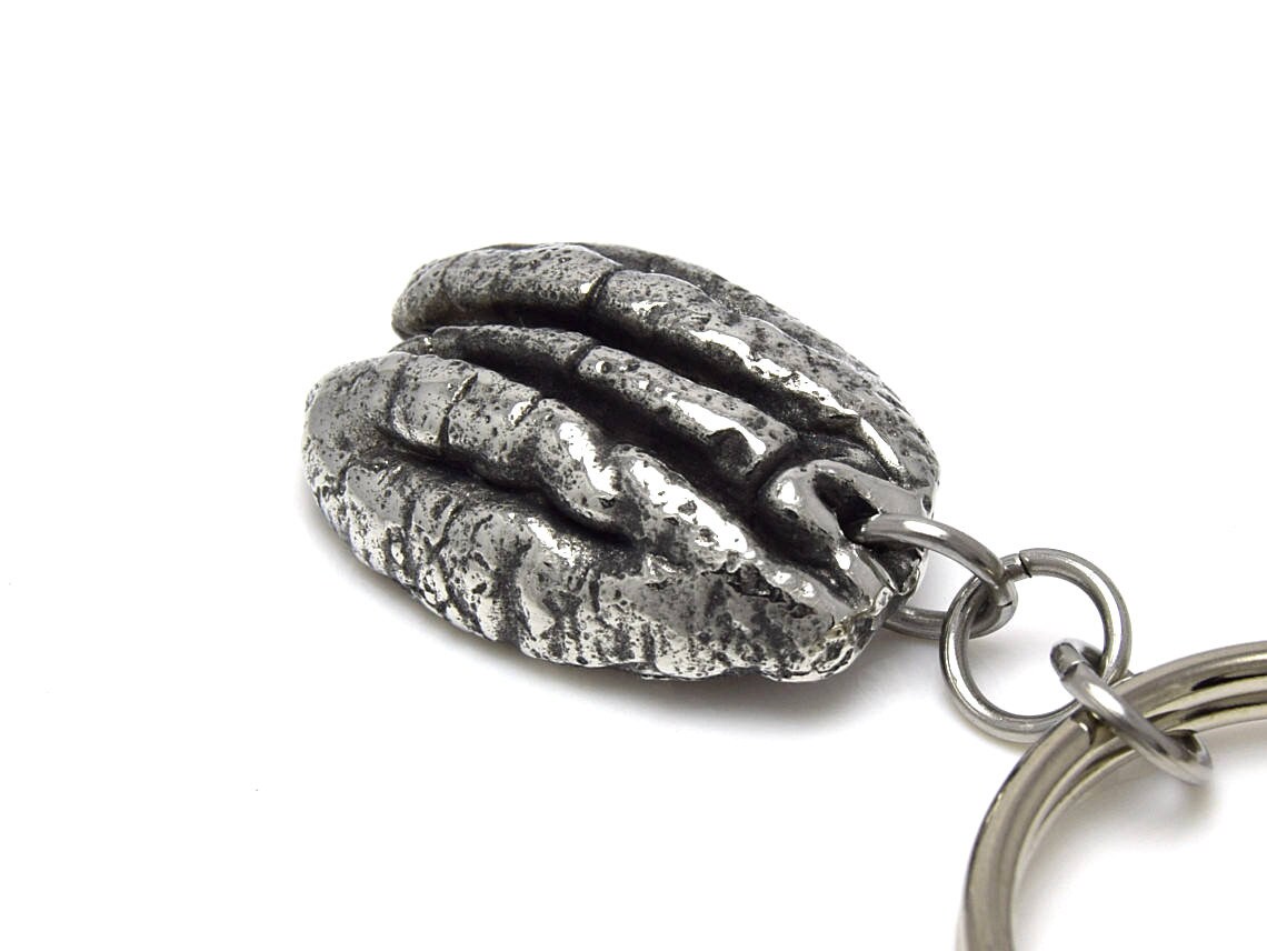 Pecan Keychain in Pewter Handmade Nut Keyring Pewter - Etsy