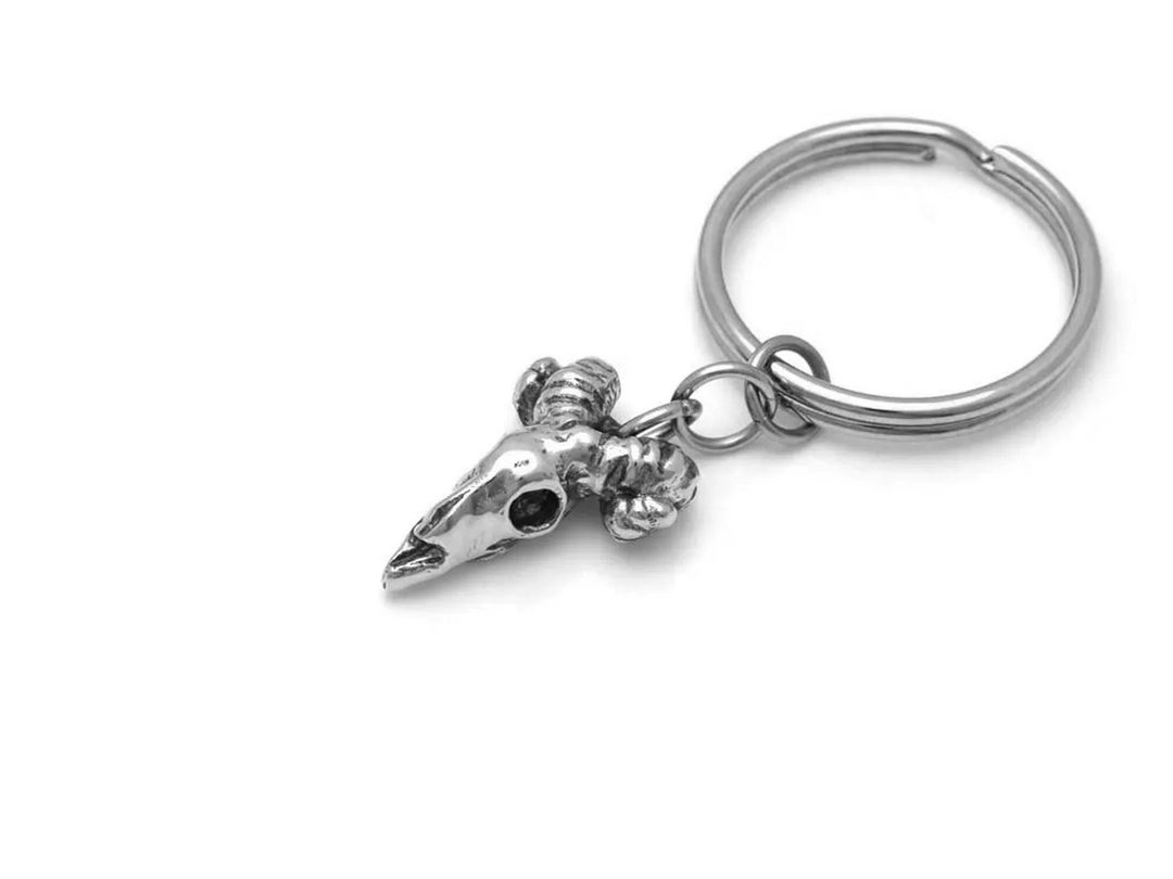 Handmade Ram Skull Keychain in Pewter, Aries Zodiac Key Ring - Etsy