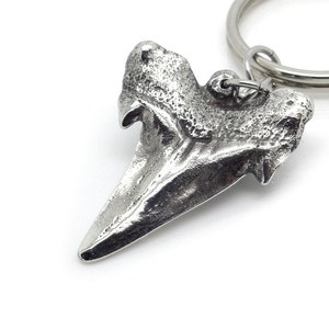 Metal Shark Tooth Keychain in Pewter Handmade Animal Fang Key | Etsy