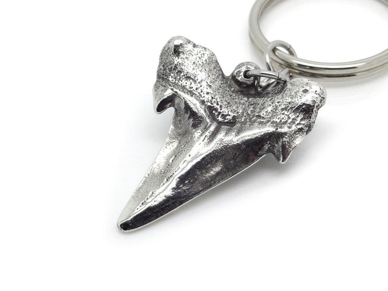 Metal Shark Tooth Keychain in Pewter Handmade Animal Fang Key | Etsy
