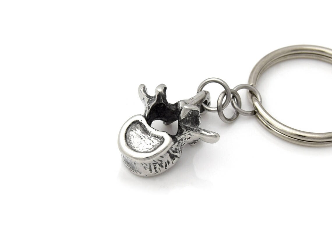 Handmade Lumbar Vertebrae Keychain in Pewter Scoliosis - Etsy