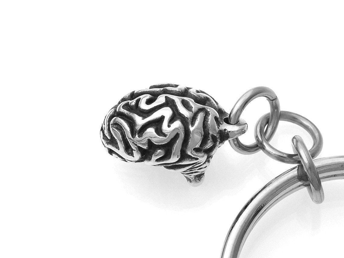 Small Human Brain Keychain Anatomical Keyring in Pewter - Etsy