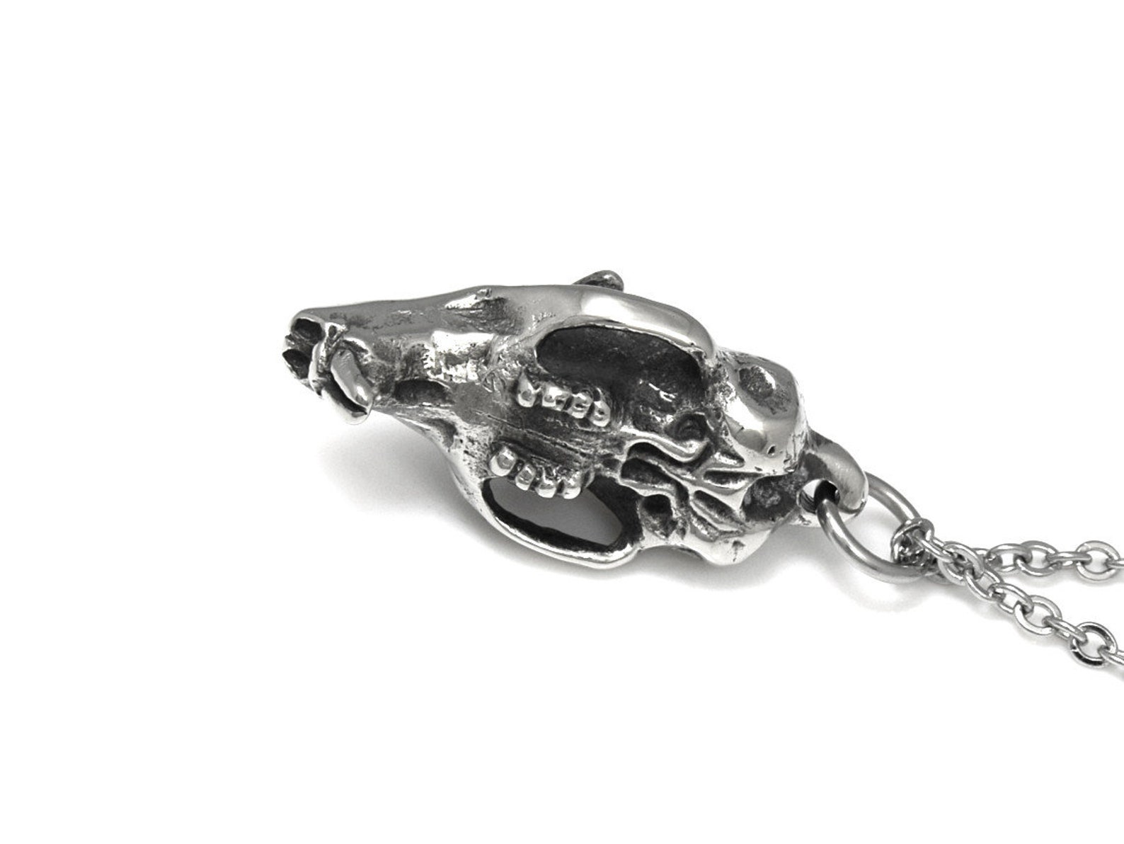 Chipmunk Skull Pendant Necklace Rodent Jewelry in Metal - Etsy Sweden