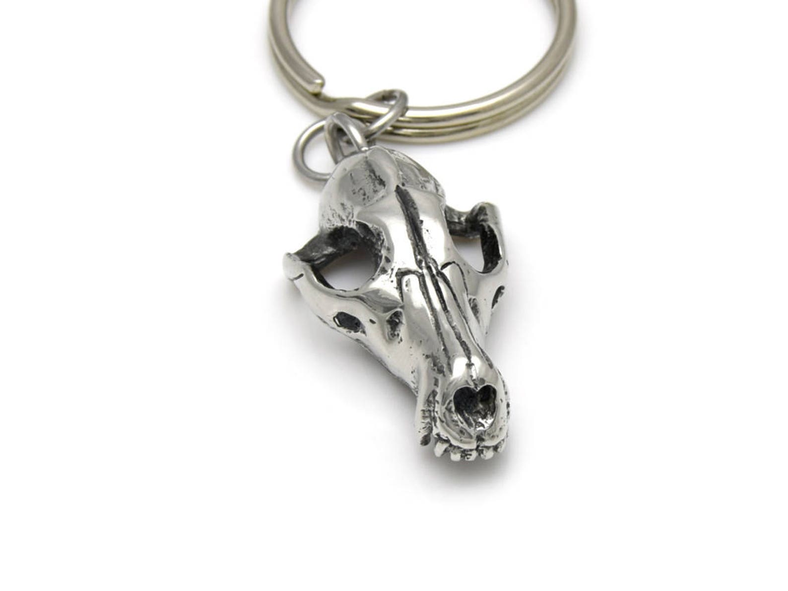 Fox Skull Keychain Animal Key Holder Handmade in Pewter - Etsy