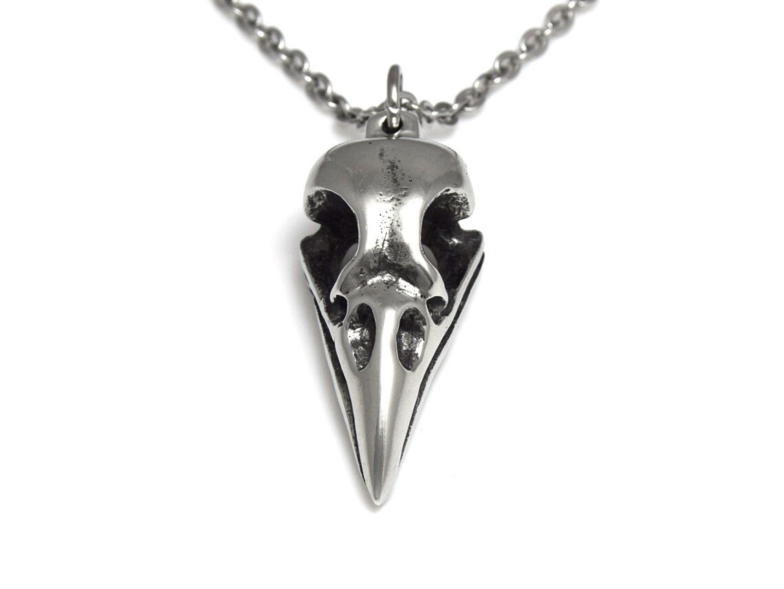 Magpie Skull Pendant Necklace Metal Bird Head Charm Handmade - Etsy Sweden