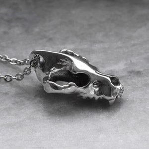 Sterling Silver Hyena Skull Pendant Necklace, Carnivore Animal Jewelry ...