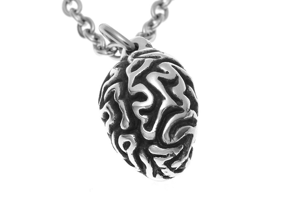Small Brain Necklace, Human Anatomy Pendant Jewelry in Pewter - Etsy