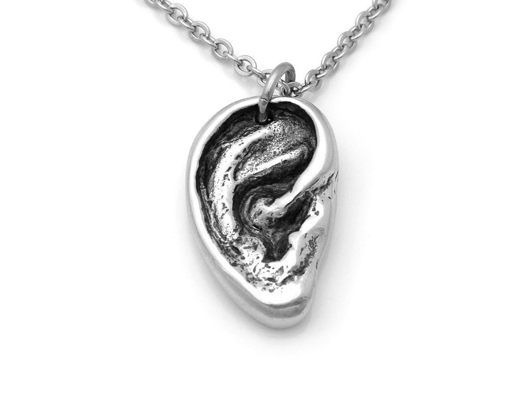 Human Ear Necklace in Pewter, Anatomical Hearing Pendant, Deaf Jewelry ...