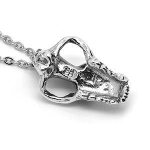 Sterling Silver Hyena Skull Pendant Necklace, Carnivore Animal Jewelry ...
