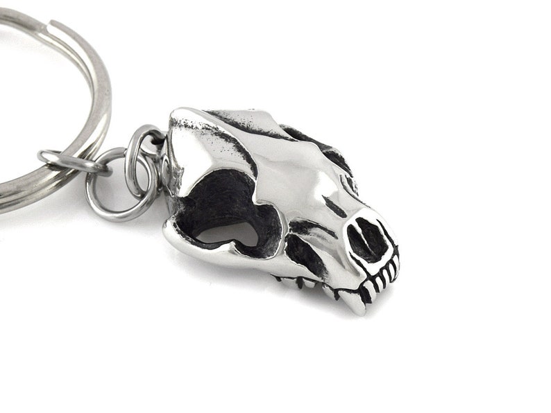 Wolverine Skull Keychain Animal Bone Keyring in Pewter | Etsy