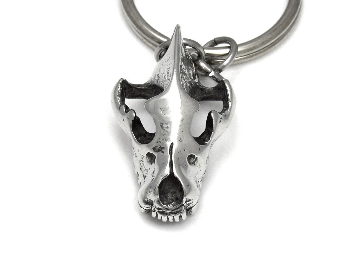 Hyena Skull Keychain in Pewter Handmade Animal Cranium Key | Etsy