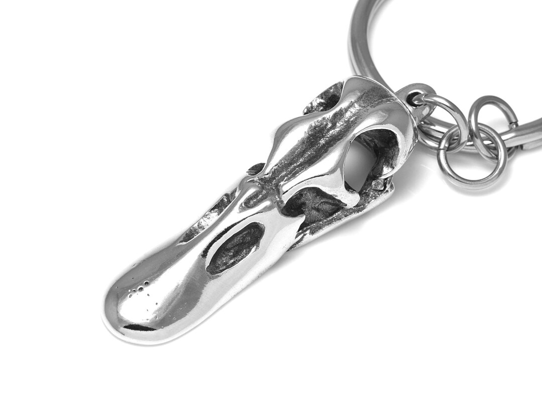 Metal Duck Skull Charm Keychain, Handmade Pewter Key Accessorie - Etsy