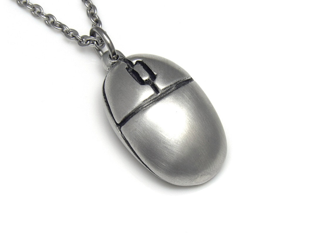 Handmade Computer Mouse Pendant Necklace in Pewter Gamer - Etsy