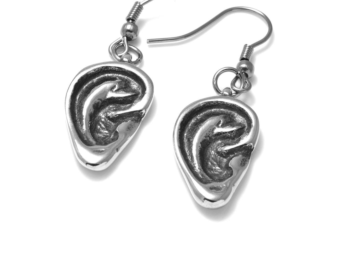 Dangle Human Ear Charm Earrings, Anatomy Jewelry in Handmade Pewter - Etsy