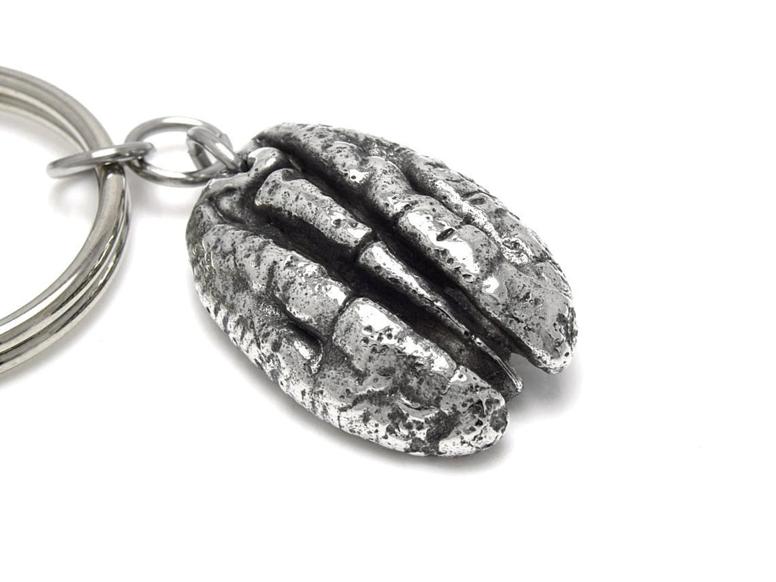 Pecan Keychain in Pewter Handmade Nut Keyring Pewter - Etsy