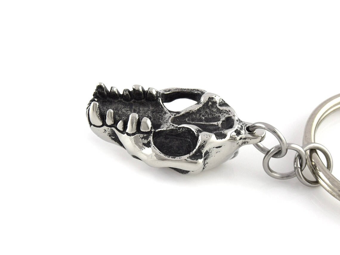 Wolverine Skull Keychain Animal Bone Keyring in Pewter - Etsy