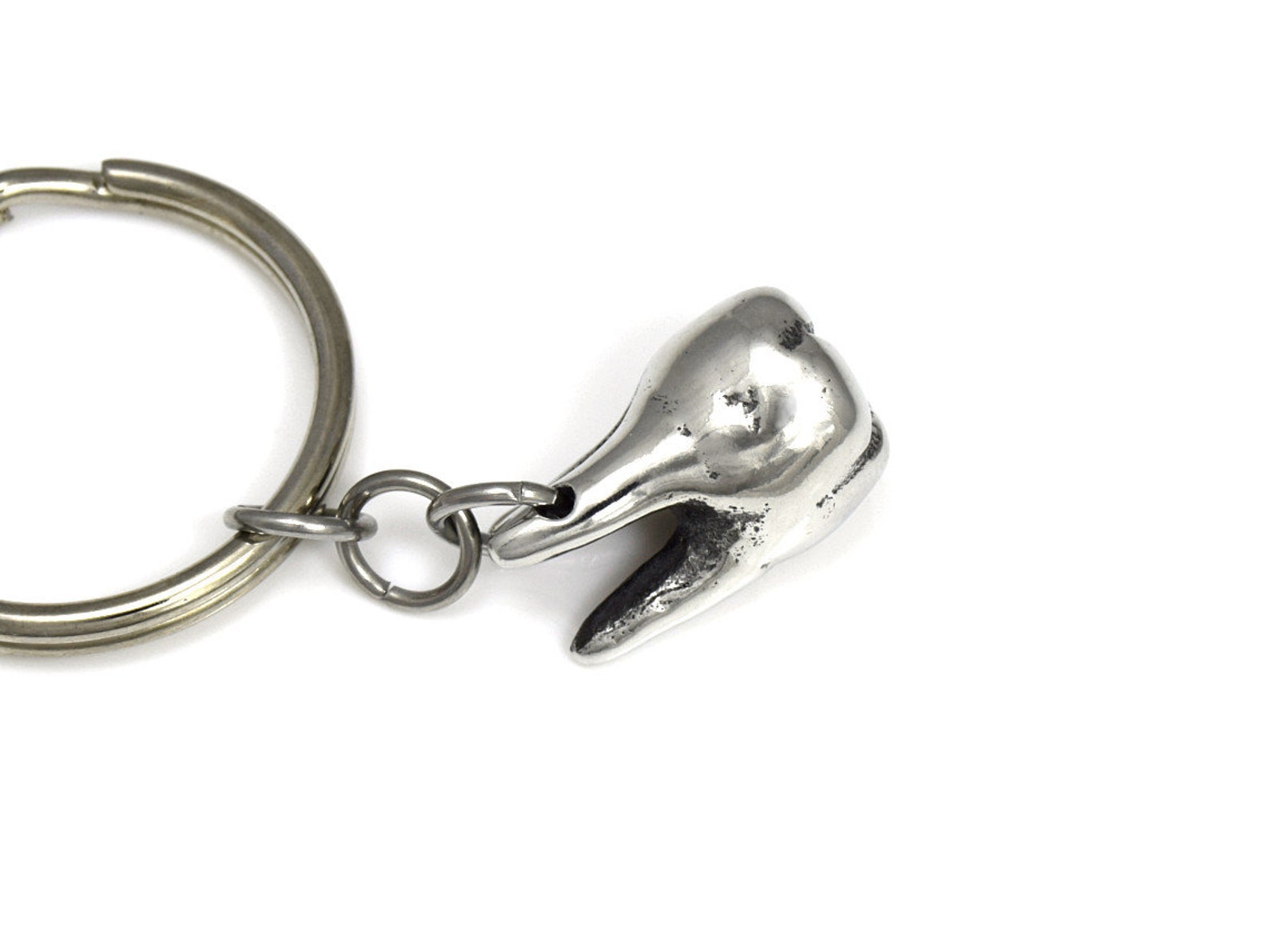 Handmade Human Molar Tooth Charm Keychain in Polished Pewter | Etsy