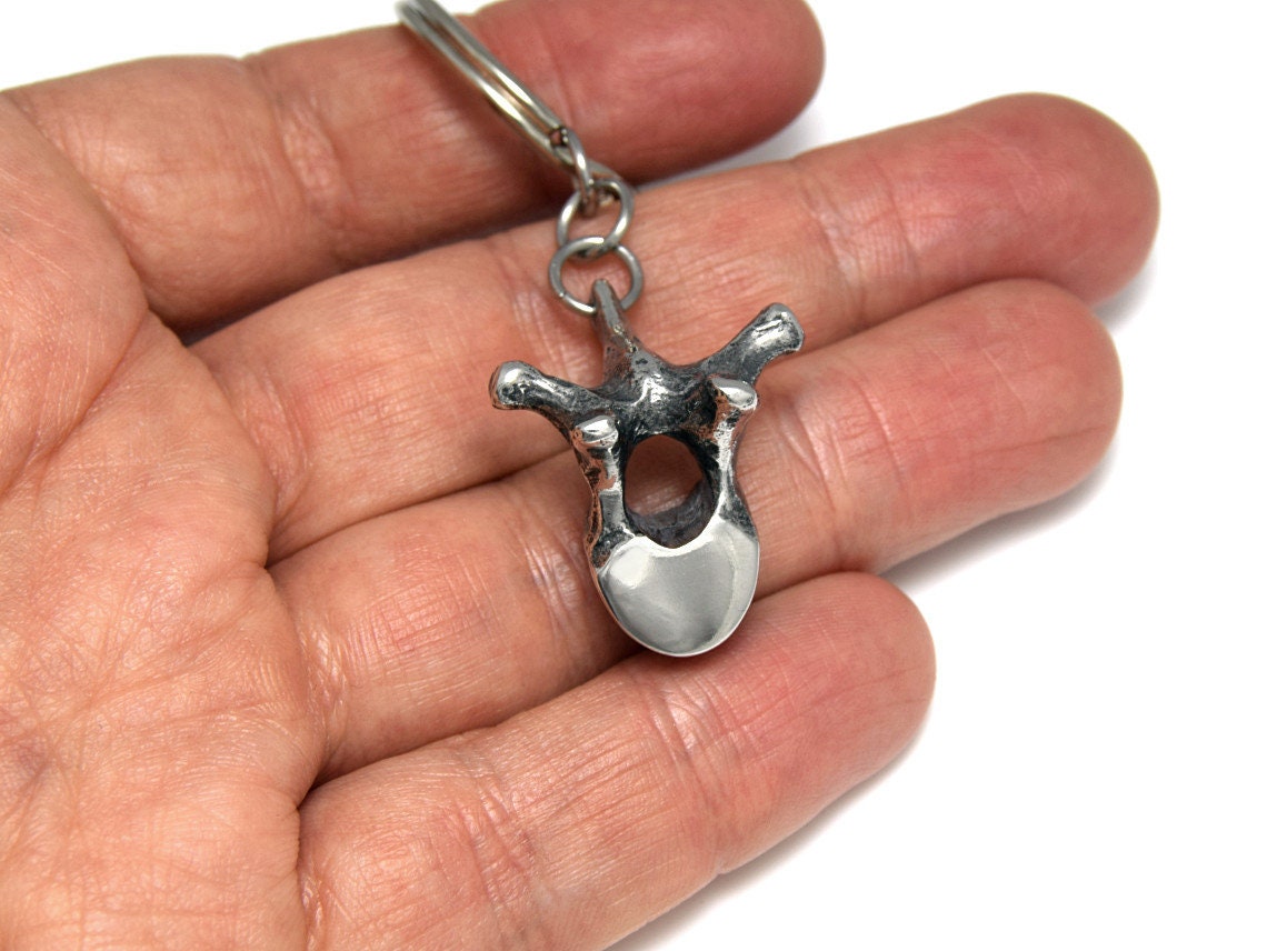 Human Vertebra Keychain in Pewter Thoracic Anatomy - Etsy