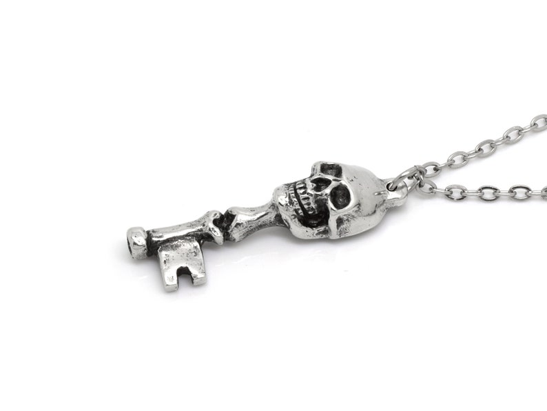 Skull and Bones Skeleton Key Necklace Gothic Death Head - Etsy