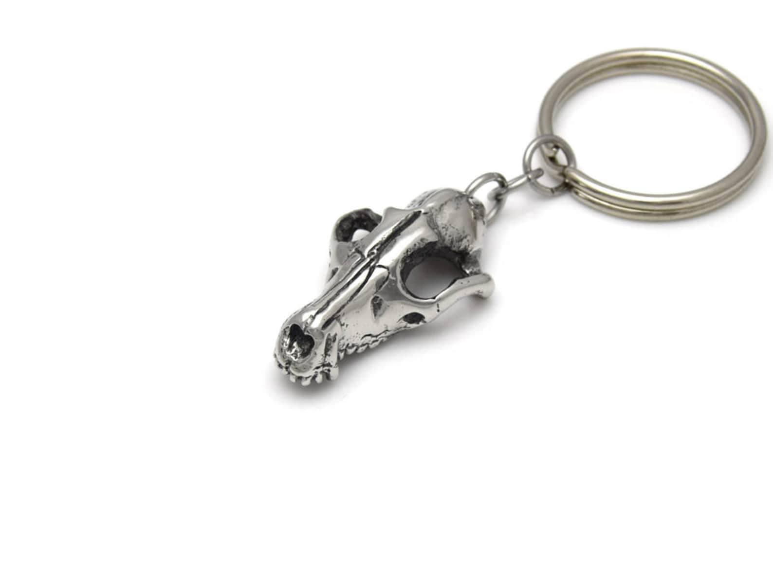 Fox Skull Keychain Animal Key Holder Handmade in Pewter - Etsy