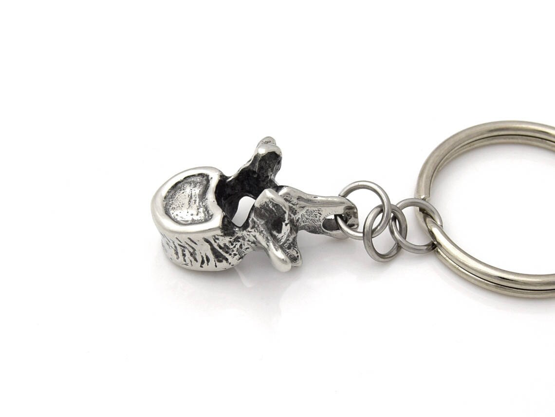 Handmade Lumbar Vertebrae Keychain in Pewter Scoliosis - Etsy