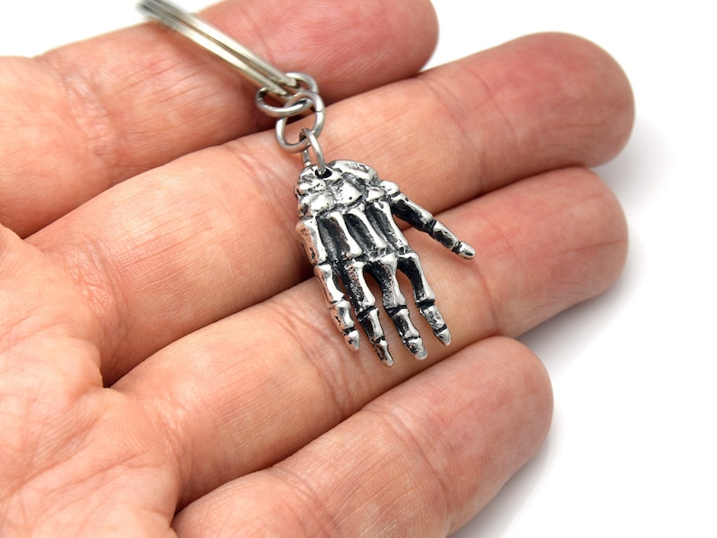 Skeleton Hand Keychain Human Bones Charm Handmade in Pewter - Etsy