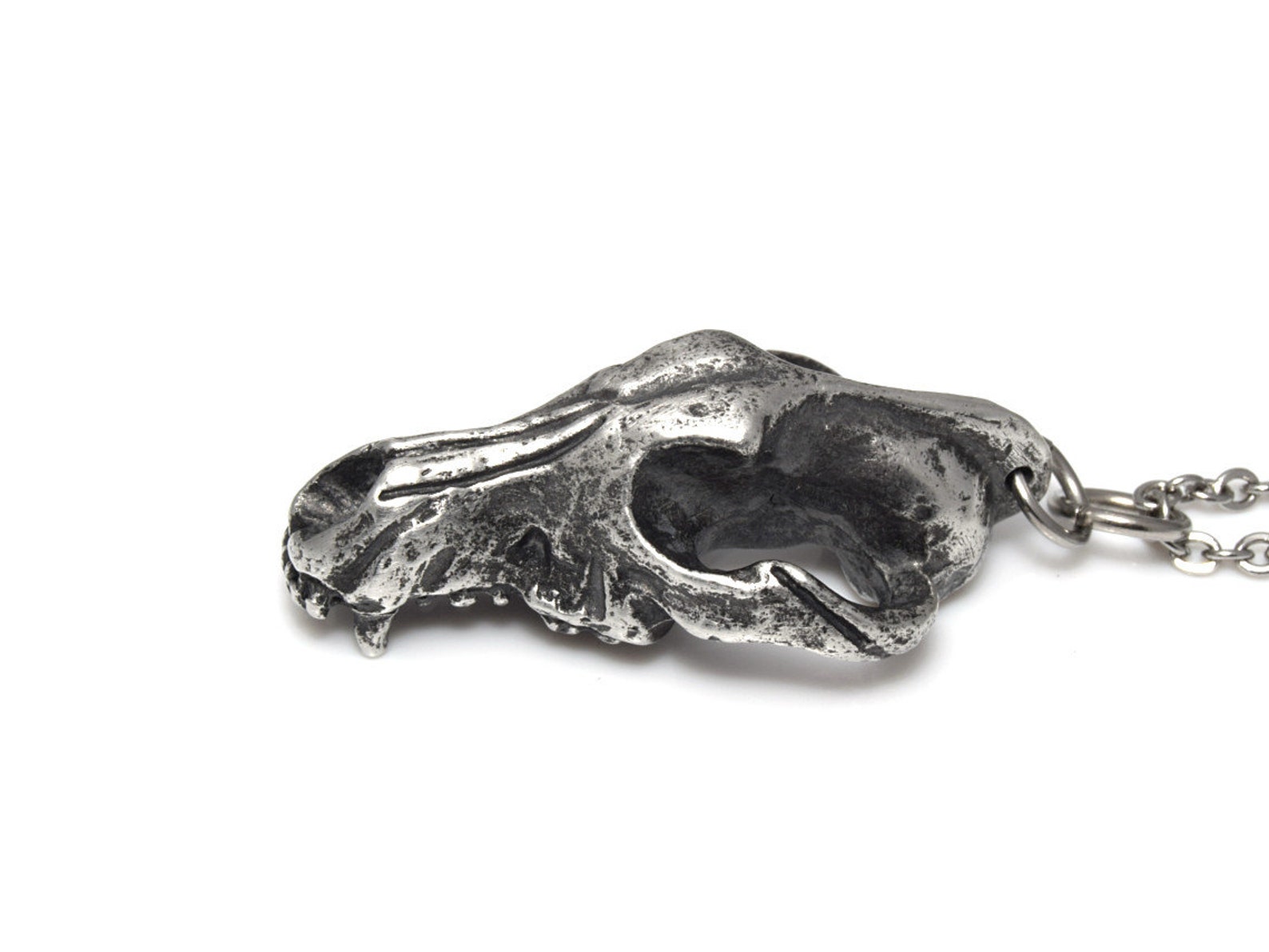 Antiqued Wolf Skull Pendant Necklace Werewolf Jewelry Spirit - Etsy