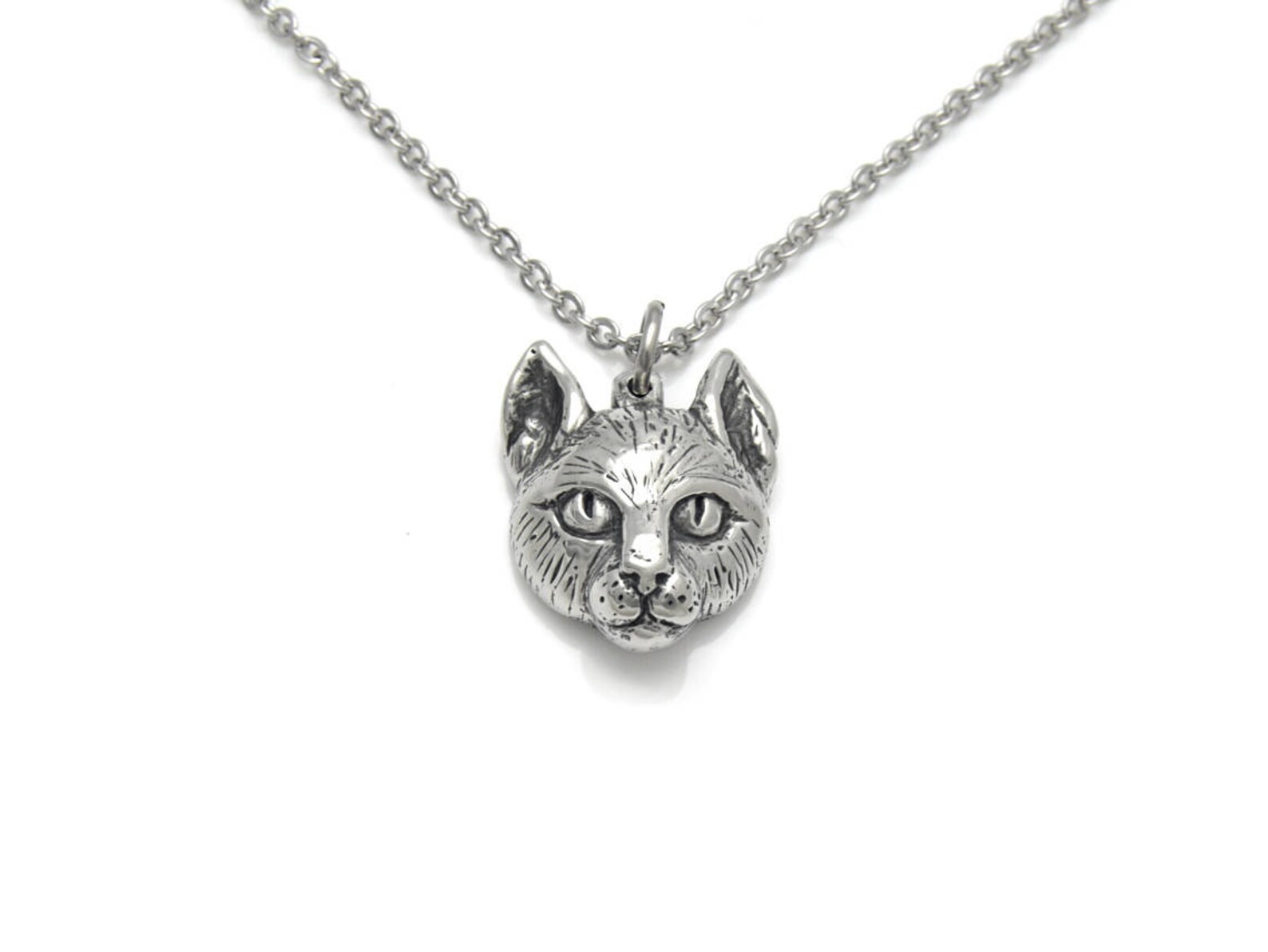 Cat Face Pendant Necklace Kitty Charm Animal Jewelry | Etsy