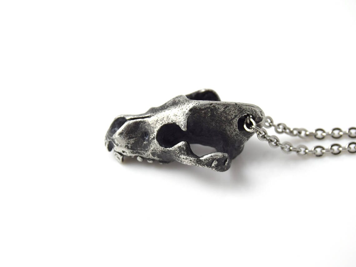 Antiqued Hyena Skull Pendant Necklace | Etsy