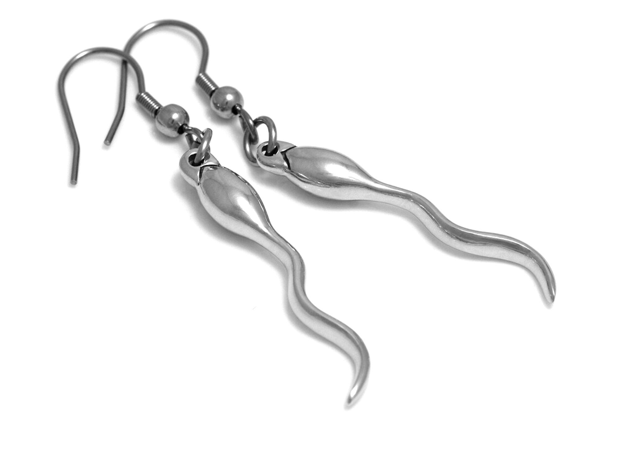 Sperm Earrings in Polished Pewter, Semen Charms, Fertility Jewelry - Etsy