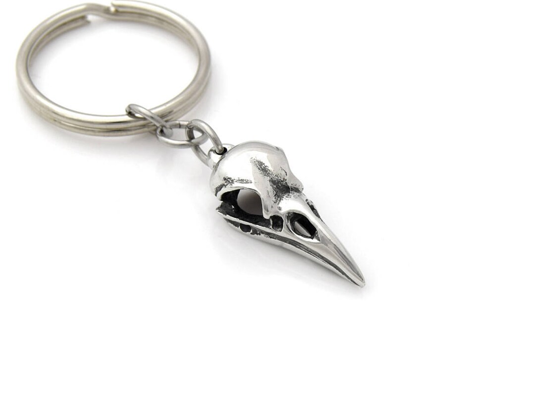 Raven Bird Skull Keychain Ornithology Charm Taxidermy Key - Etsy