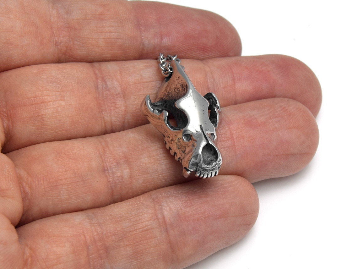 Hyena Skull Necklace Carnivore Animal Head Pendant Jewelry in | Etsy ...