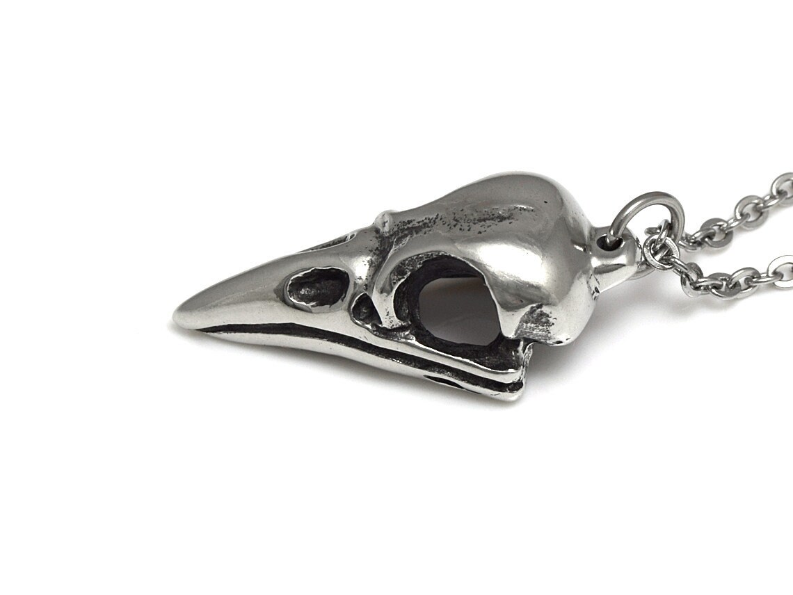 Magpie Skull Pendant Necklace Metal Bird Head Charm Handmade - Etsy Sweden