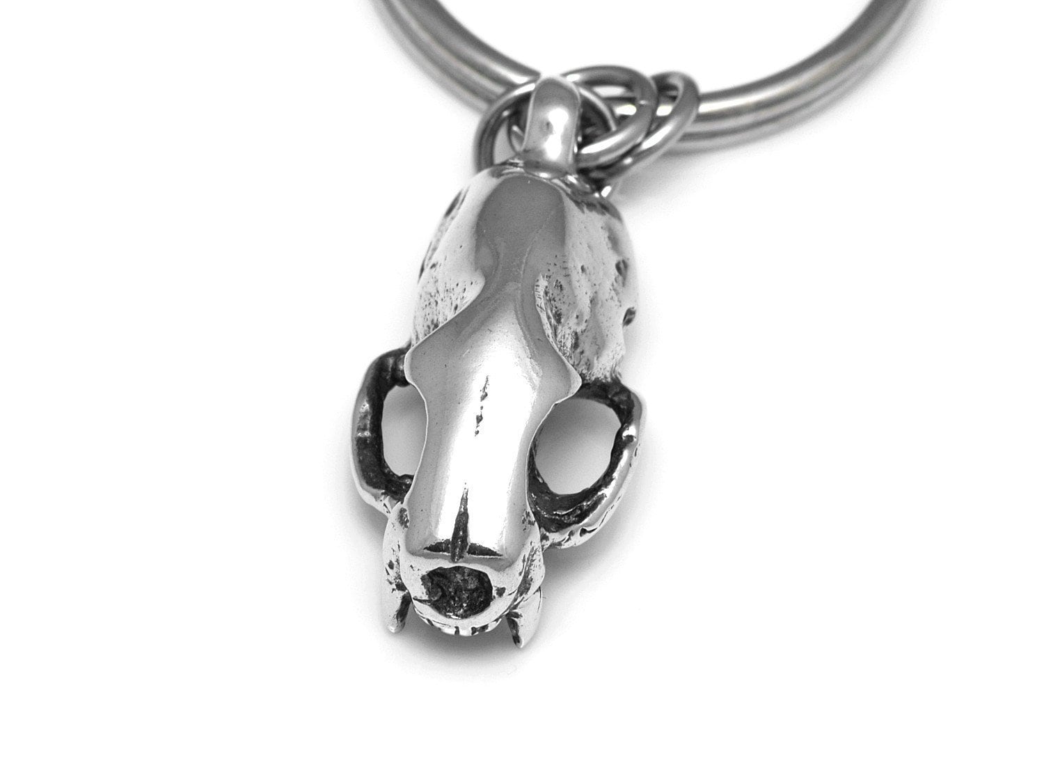 Metal Weasel Skull Keychain Polished Pewter Hand Carved | Etsy