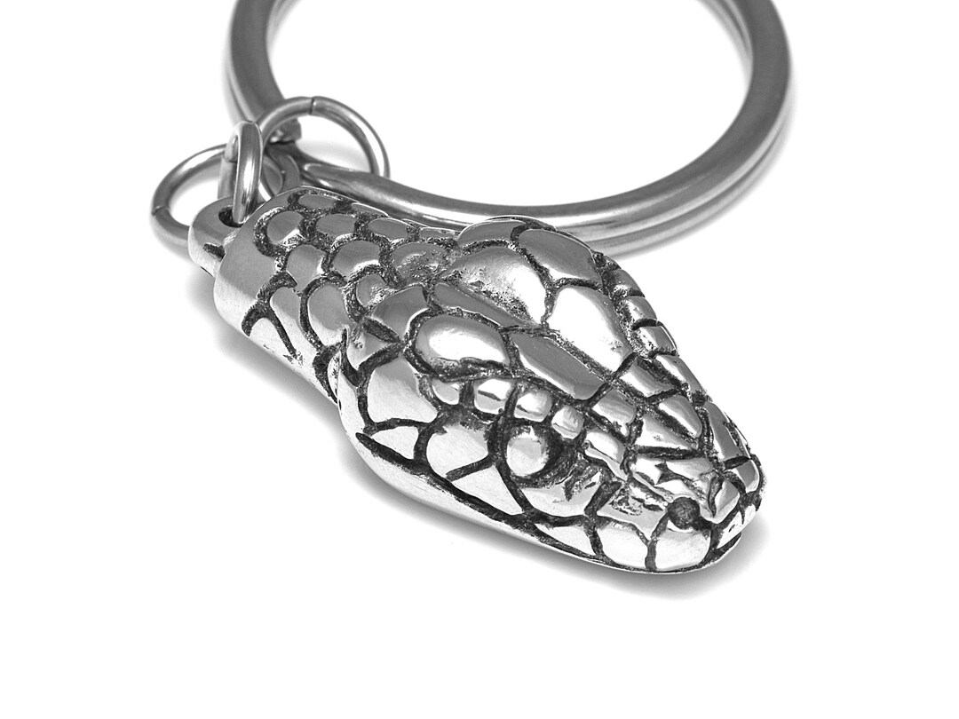 Snake Head Keychain, Serpent Reptile Keyring in Pewter - Etsy