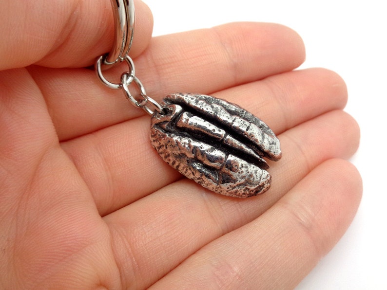 Pecan Keychain in Pewter Handmade Nut Keyring Pewter | Etsy
