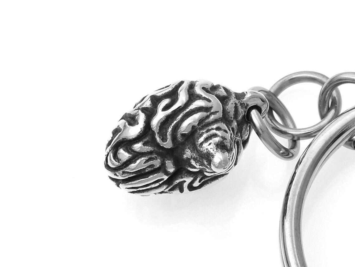 Small Human Brain Keychain Anatomical Keyring in Pewter - Etsy