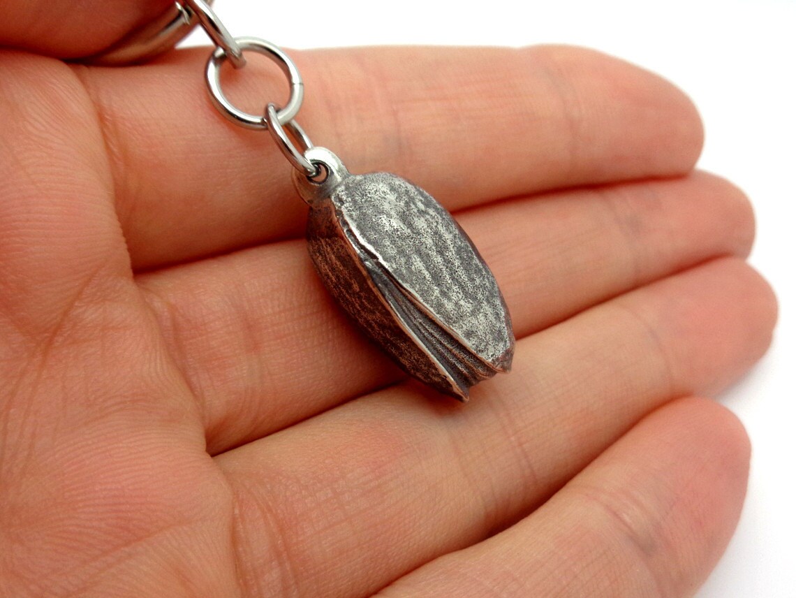 Pistachio Keychain Nature Keyring Nut Key Holder in Pewter - Etsy