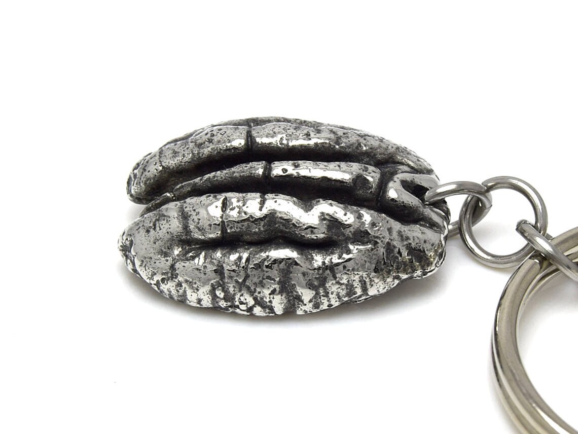 Pecan Keychain in Pewter Handmade Nut Keyring Pewter - Etsy