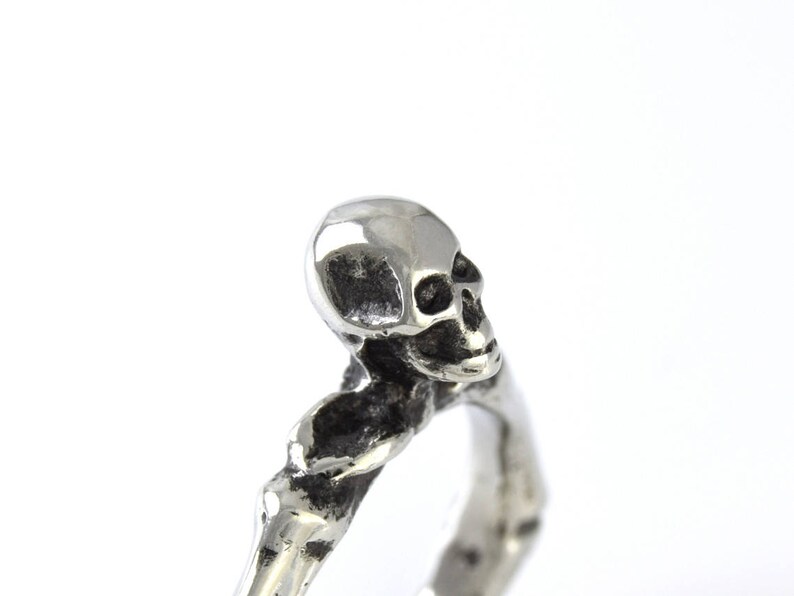 Human Skull and Skeleton Arms Ring Hand Cast Jewelry | Etsy