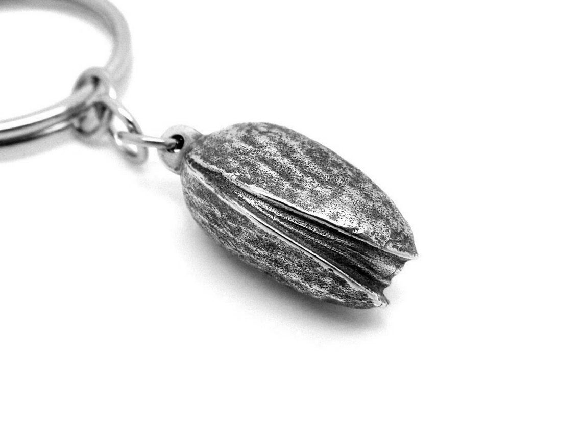 Pistachio Keychain Nature Keyring Nut Key Holder in Pewter - Etsy