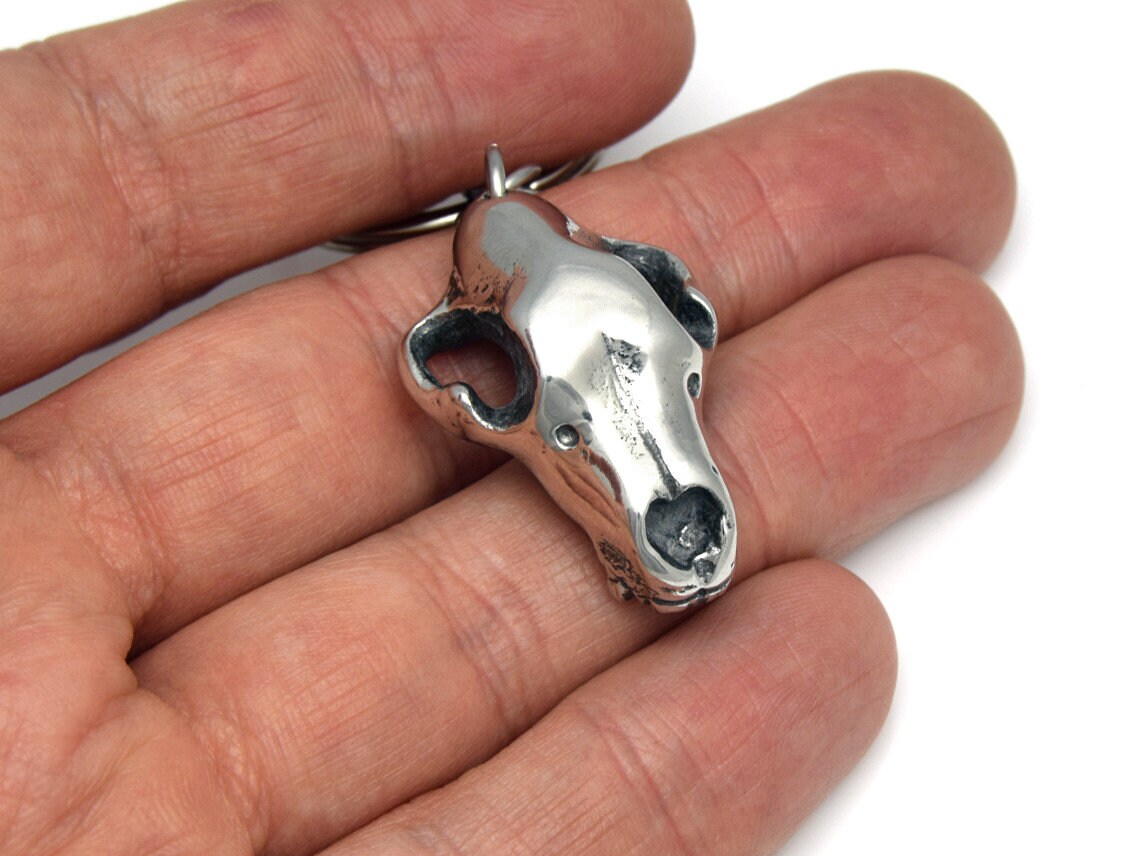 Bear Skull Keychain in Polished Pewter Handmade Animal - Etsy