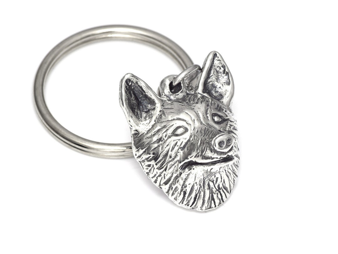 Dog Face Keychain Handmade Canine Head Charm in Pewter - Etsy