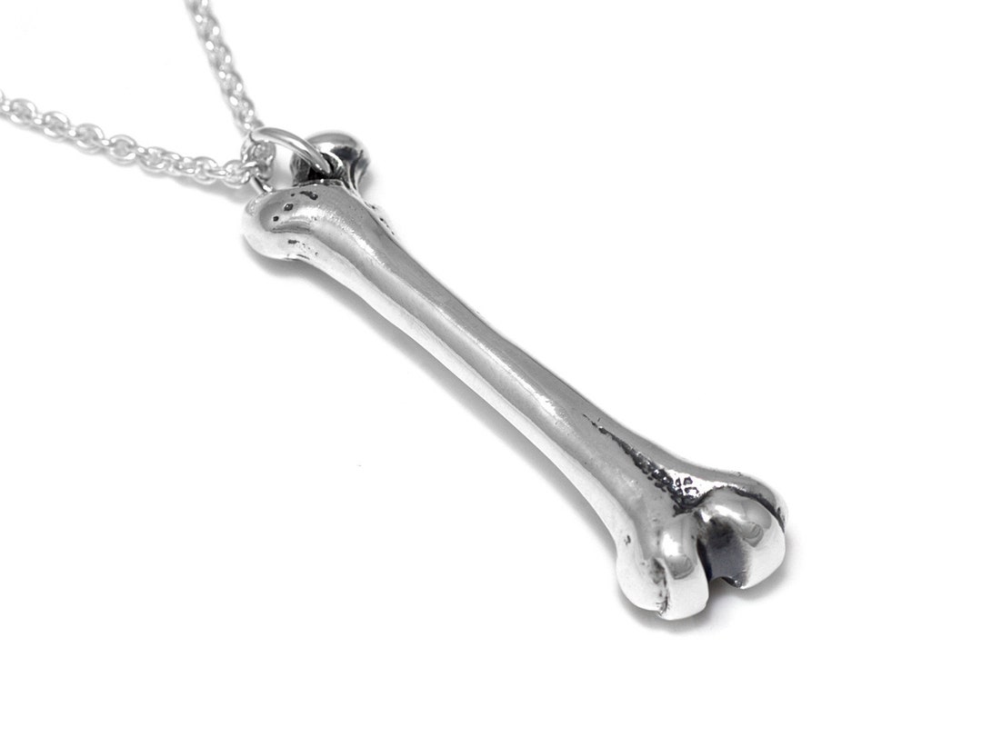 Femur Bone Necklace in Sterling Silver, Skeleton Pendant, Human Anatomy ...